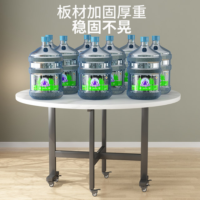 Folding dining table home small family round table turntable dining ...