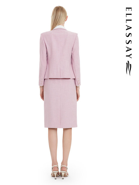 ELLASSAY spring new hemp twill honey pink suit for women EWE331T04500