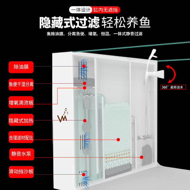 New ultra-white glass landscaping small fish tank living room home ...