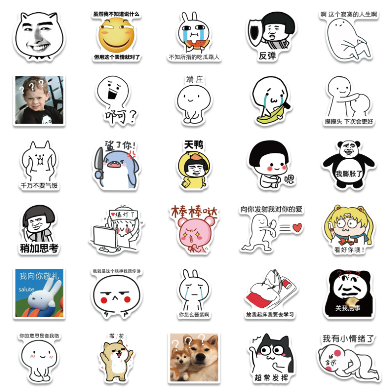 60 emoticon pack collection series stickers can be decorated on luggage ...