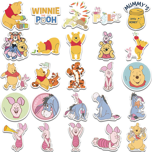 50 Winnie the Pooh stickers, cute cartoon graffiti, creative decorative ...