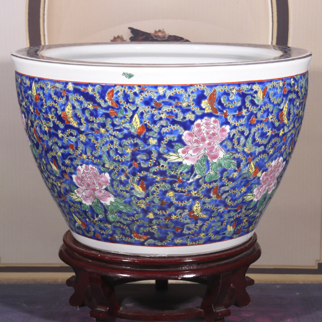 Jingdezhen retro hand -painted ceramic fish tank yard