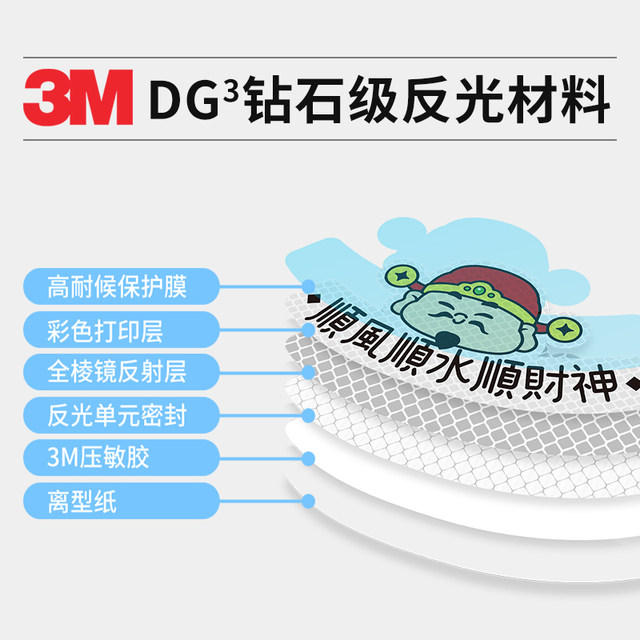3M Cartoon Reflective Sticker Car Body Scratch Covering Electric Vehicle Helmet Decorative ...