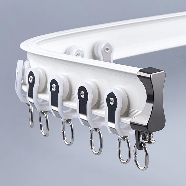 Bendable curtain rod track bay window U-shaped slide rail corner L ...