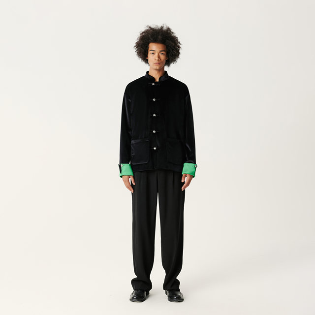 GallianoLandor2024 autumn and winter new black and green velvet ...