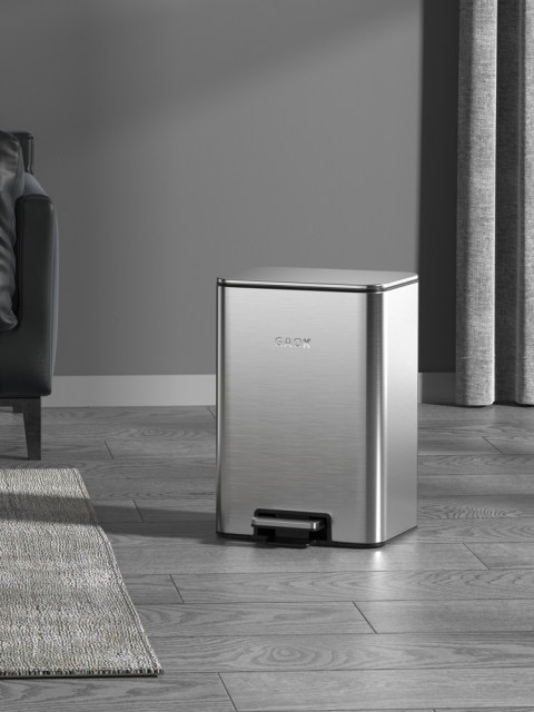 GAOK kitchen trash can with lid foot pedal household stainless steel ...