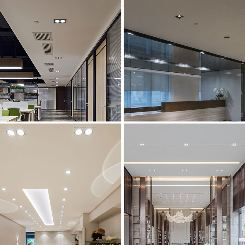 LED Rectangular Downlight - Single or Double Head Grid Ceiling Light ...