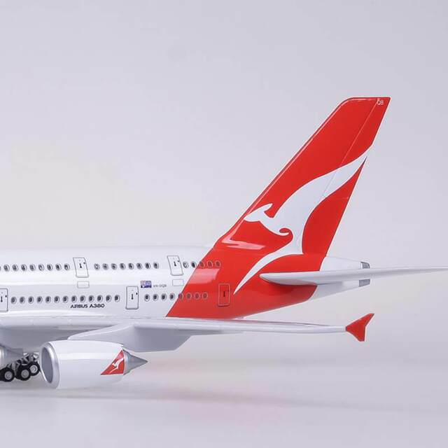 With wheels and lights, Australian Airlines Qantas 380 civil airliner ...