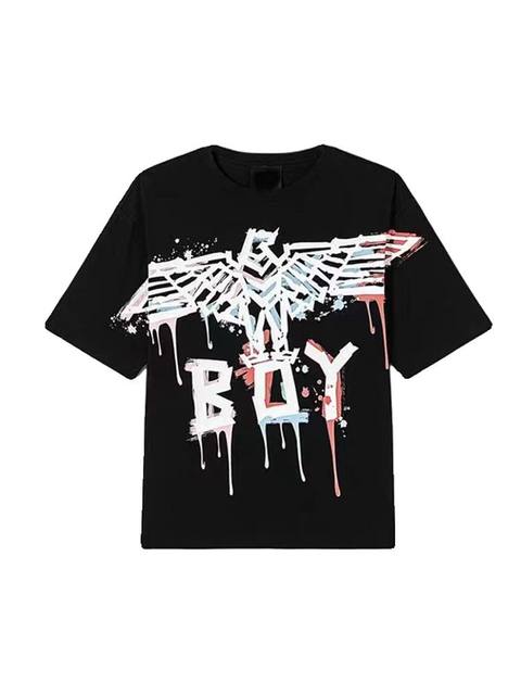 boy short-sleeved summer new hot stamping splash ink color printing ...
