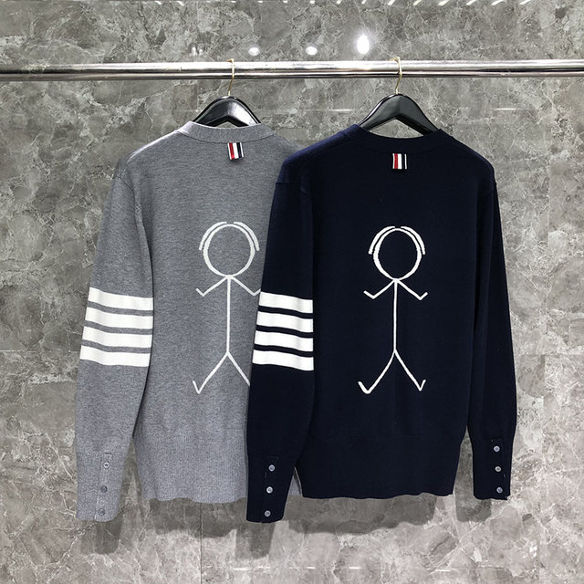 Tb Four-Stripe Stickman Sweater Knit Cardigan Unisex Couple Style V ...