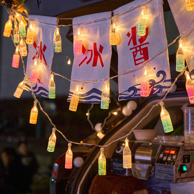 LED small colorful lights night market stall atmosphere light wine ...