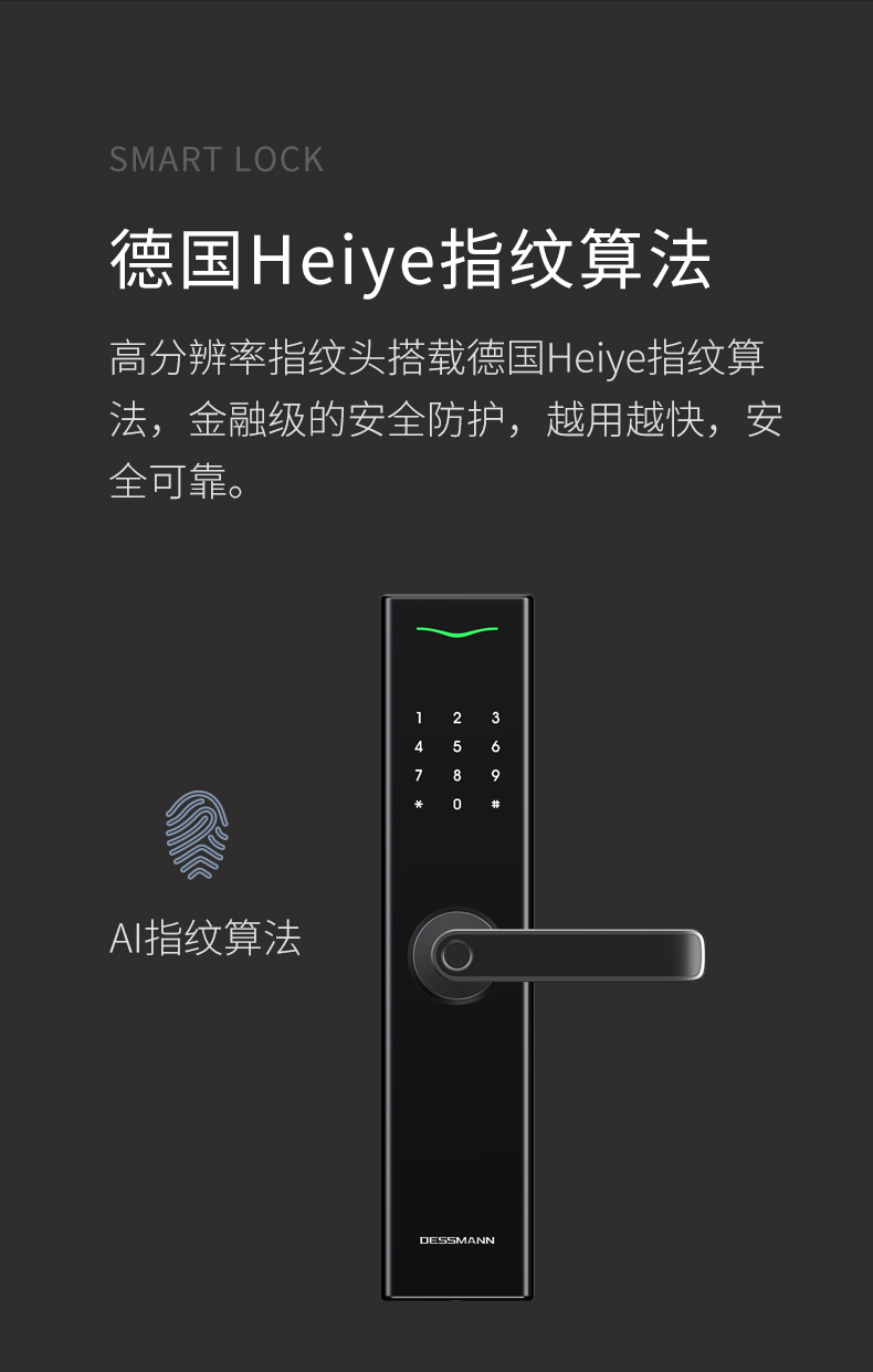 Deschmann v7 e180 wooden door anti-theft intelligent lock | Dessmann Fingerprint Lock | Door Lock
