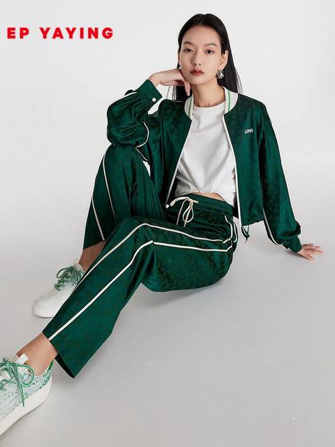 EP Yaying Women's Fashion Simple Sports Jacket Mulberry Silk Short Jacket Same Style in the ...