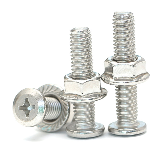 304 stainless steel beveled flat head cross screw nut set complete flange cap furniture screws ...
