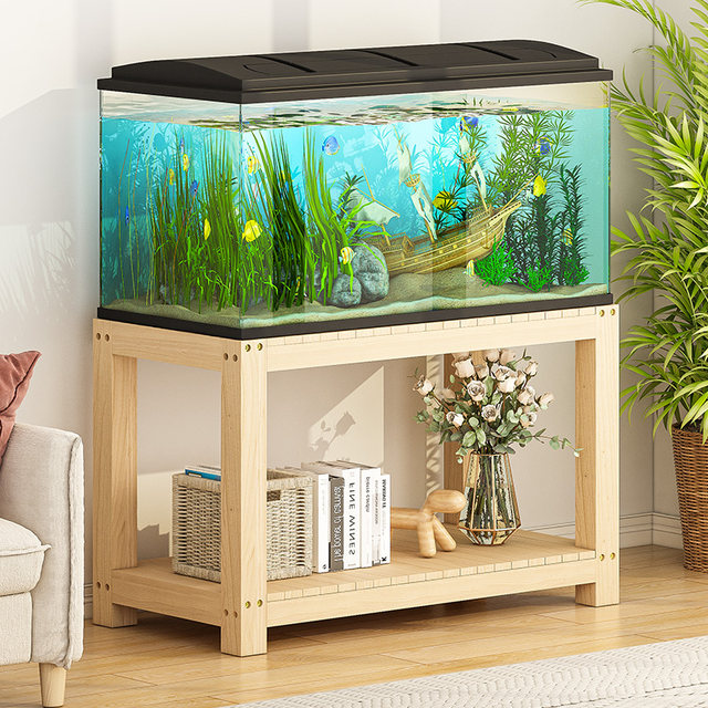 Solid Wood Fish Tank Stand Aquarium Shelf Wooden Multi-Layer Simple ...