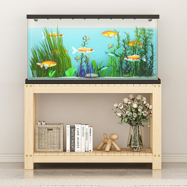 Solid Wood Fish Tank Stand Aquarium Shelf Wooden Multi-Layer Simple ...