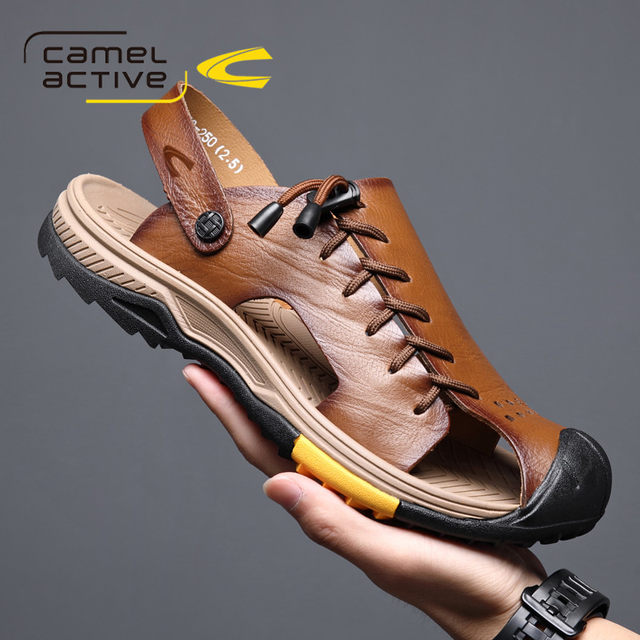 German camel dynamic sandals men's summer new leather sandals casual ...