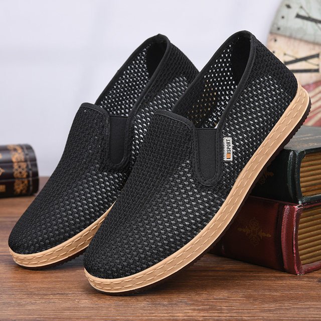 Old Beijing cloth shoes for men 2025 new mesh black cloth shoes non ...