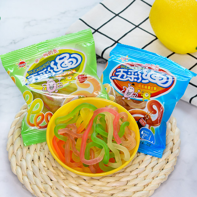 Colorful Rope Gummy Candy Fruity Flavor Internet Celebrity Childhood ...