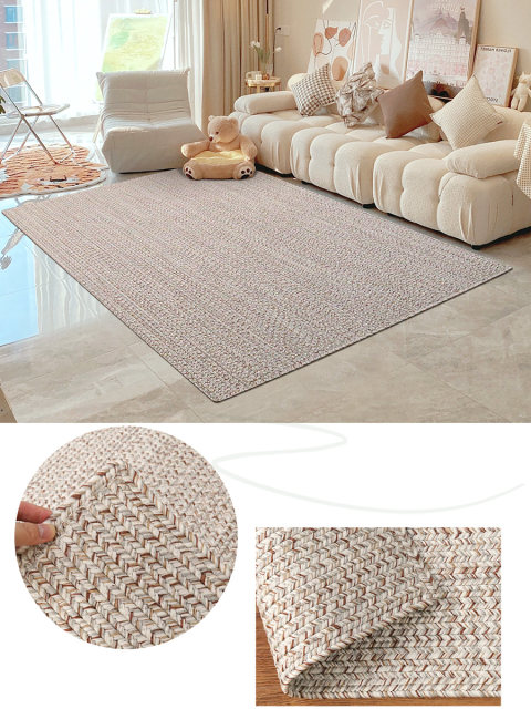 Hand-woven square living room carpet coffee table sofa cushion light ...