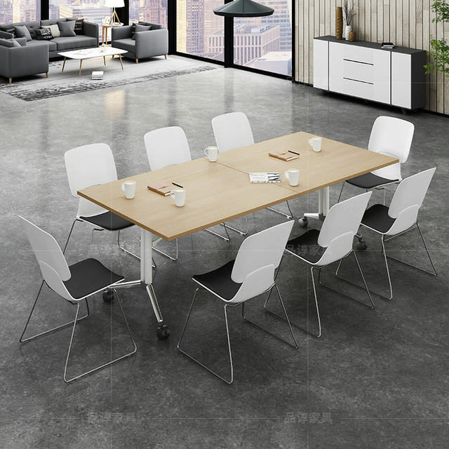 Folding conference table long table office desk removable splicing long ...
