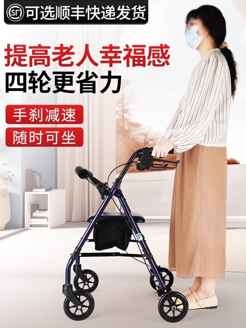 Walker for the elderly, pushable, portable, foldable shopping cart ...