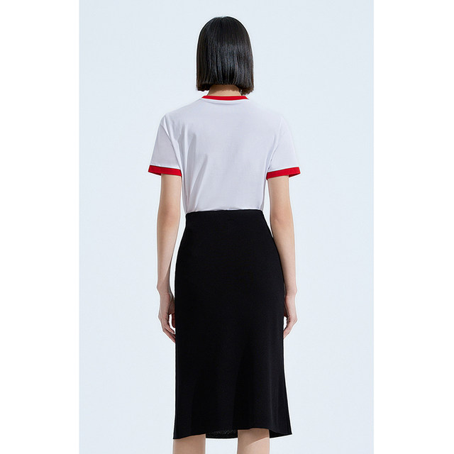 Black label series Ou Shili Short -shoulder short -sleeved T -shirt ...