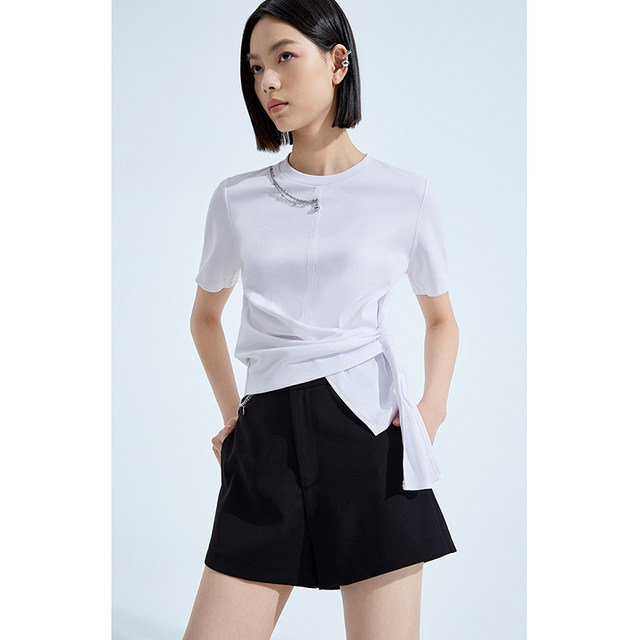 Black label series Ou Shili pure cotton head shoulder short -sleeved T ...