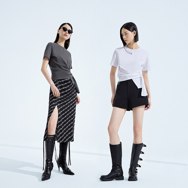 Black label series Ou Shili pure cotton head shoulder short -sleeved T ...