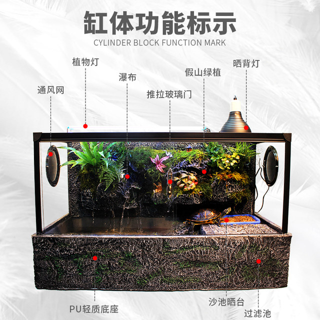 Luxurious turtle tank with terrace, water turtle tank, landscaping ...