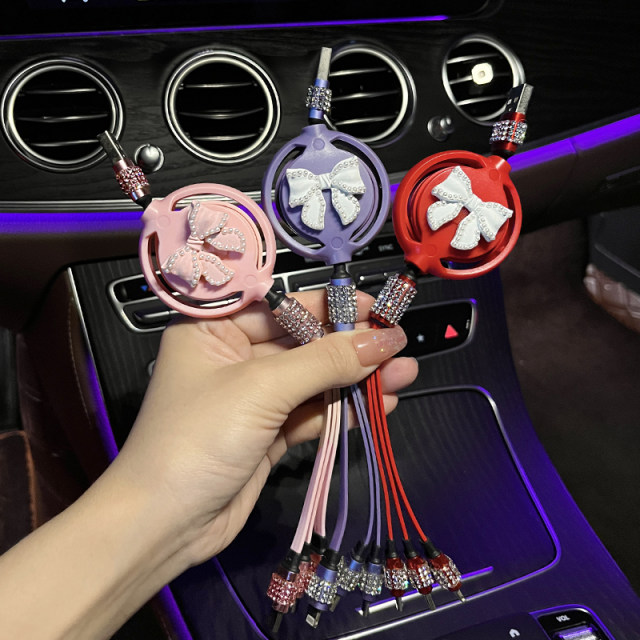 Car data cable three-in-one fast charging cute internet celebrity ...