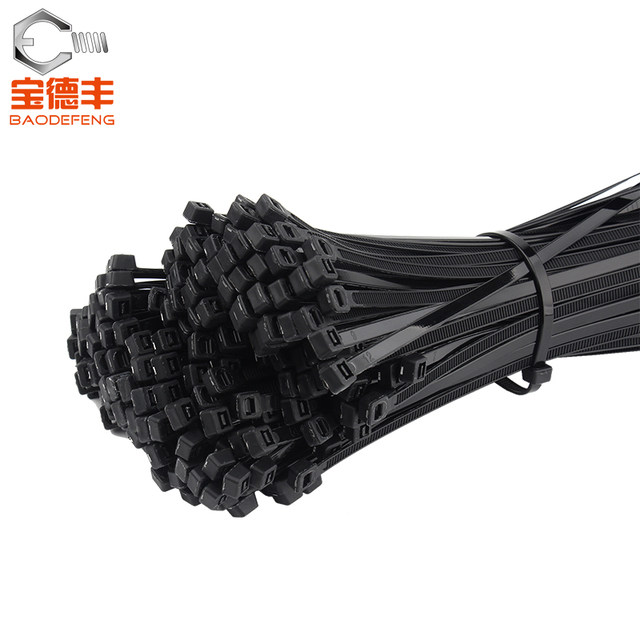 Self-locking nylon cable ties black plastic fixed buckle cable ties ...