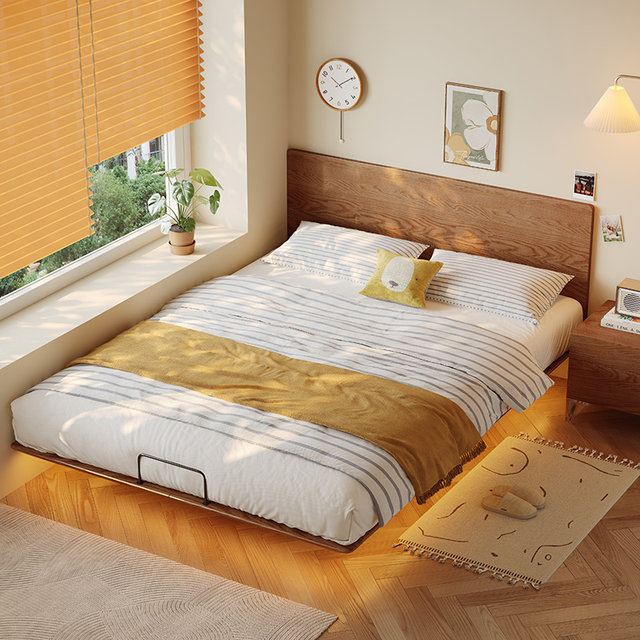 Ultra-thin bedside suspended bed frame edge bed small apartment tatami ...