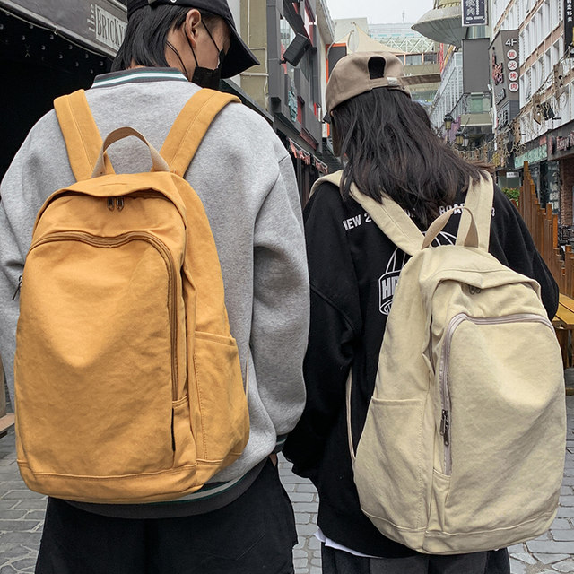 Original canvas backpack female college student school bag simple ...