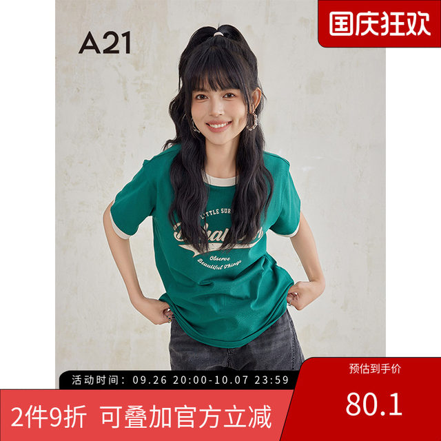 A21 American short-sleeved T-shirt women's summer pure cotton ...