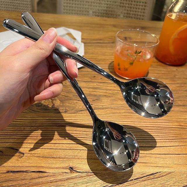 Oval stainless steel spoon Household cute children spoon thickened ...