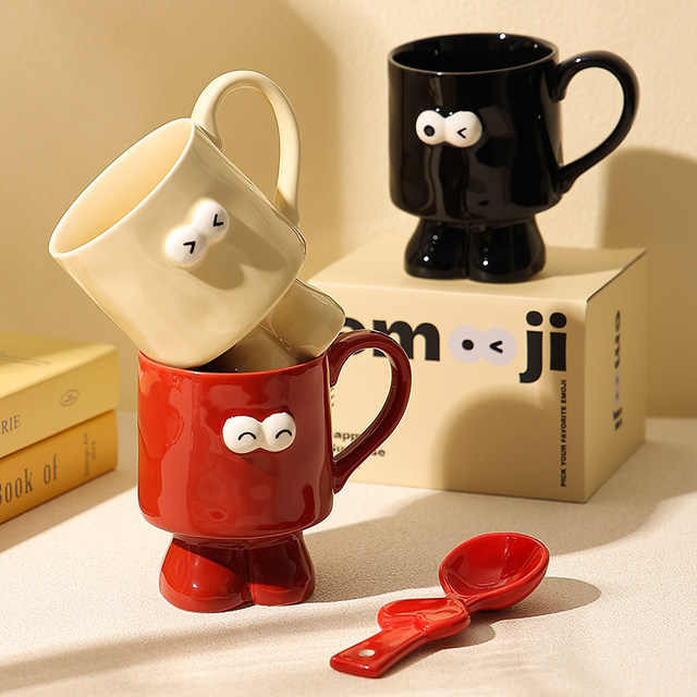 Emoji Mark Cup Gorders Cup Cute Emoticon Cup Home Red Ceramic Cup Girl ...