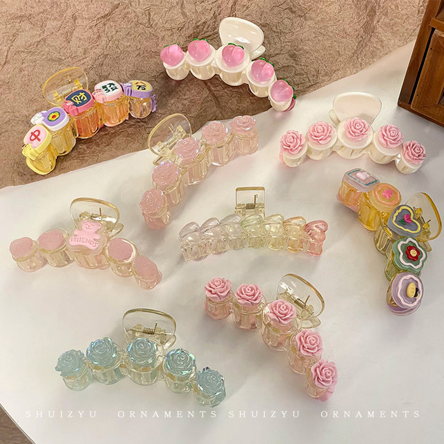 Pink grabber clip for the back of women's head large shark clip hair ...