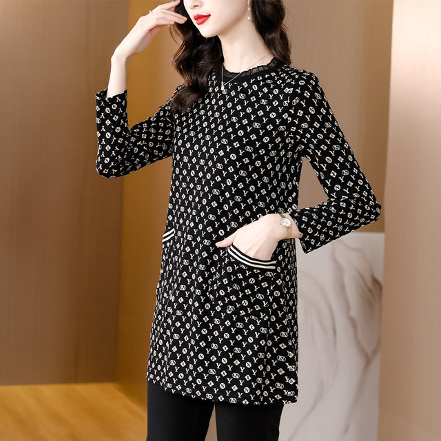 2024 new autumn clothing for middle-aged women mother T-shirt long ...