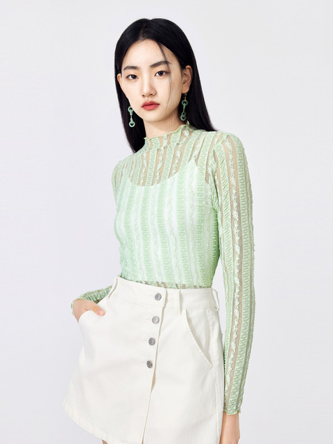 Qiushui Yiren's high-end outfit lace inner sweater women's chiffon top