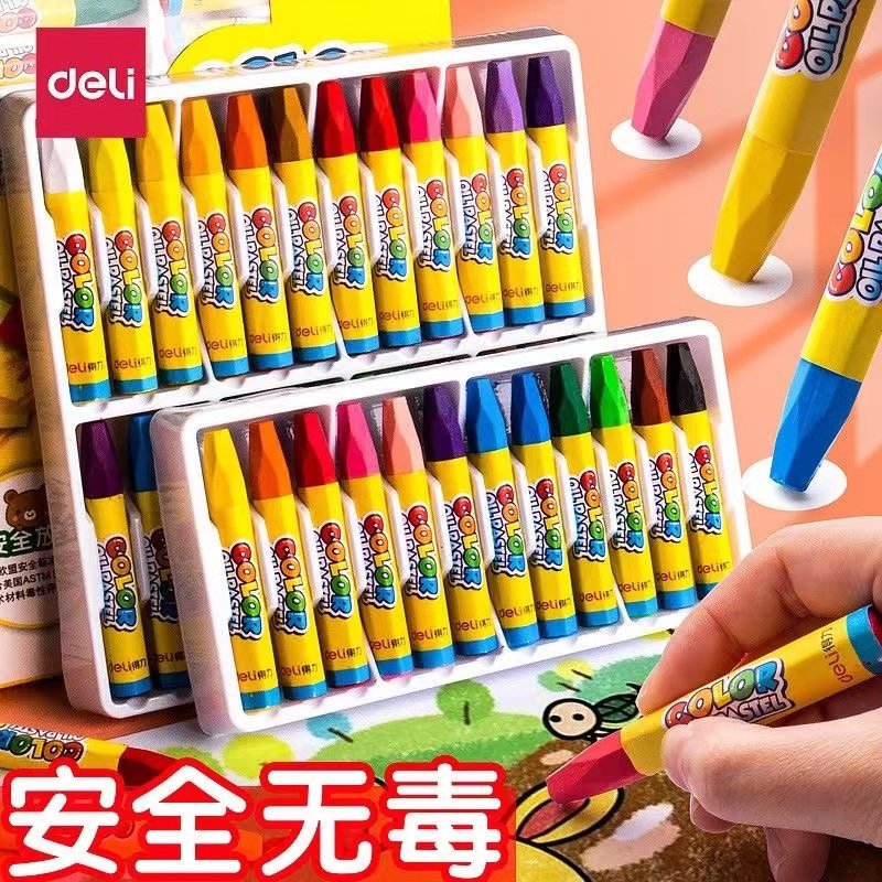 Deli Oil Pastel Crayon - 12 Colors, Safe & Non-Toxic