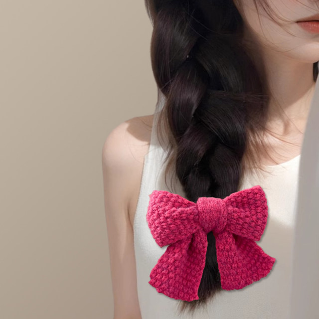 Sweetheart girl! Rose red bow hair tie! High-looking hair rope autumn ...