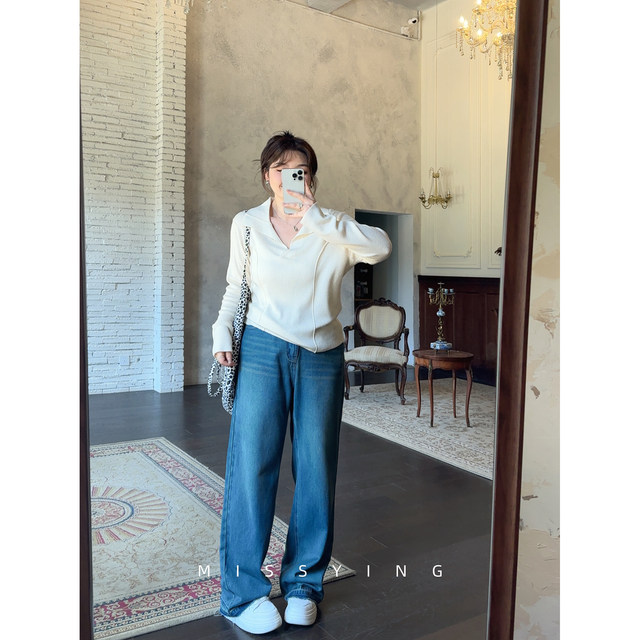 Ms. Ying's casual knitted sweater for women in autumn new style fat ...