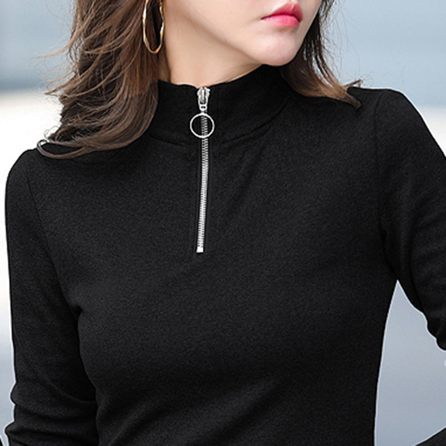 Semi -high -necked bottom shirt, women's autumn and winter versic ...