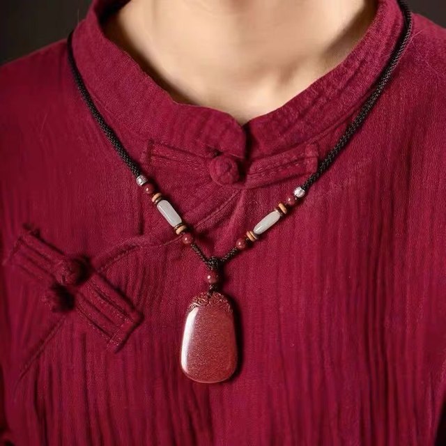 Natural high-content cinnabar Ping An Wu Shi brand pendant for men and ...