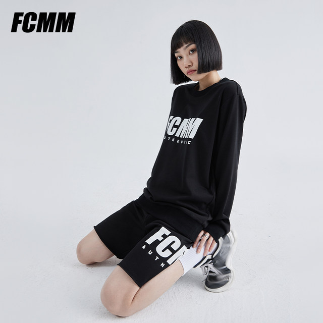 FCMM spring loose round neck sweatshirt men and women printed couple long-sleeved tops trendy