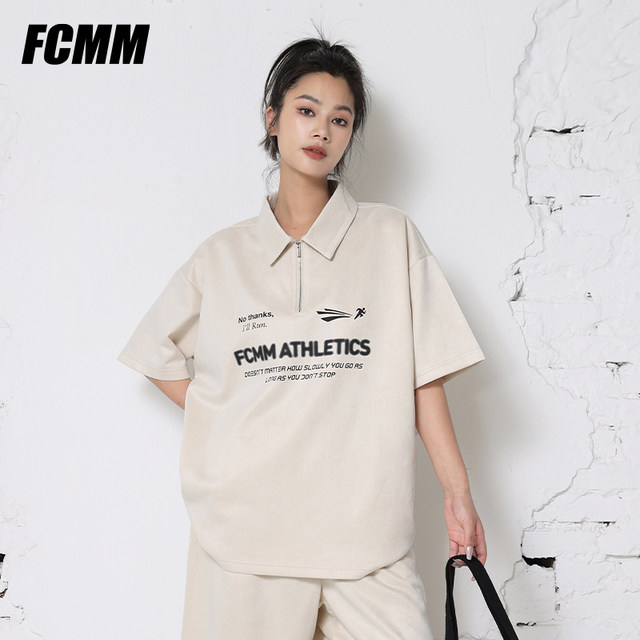 FCMM pure cotton T-shirt couple style half-sleeved short-sleeved casual all-match printed loose ...