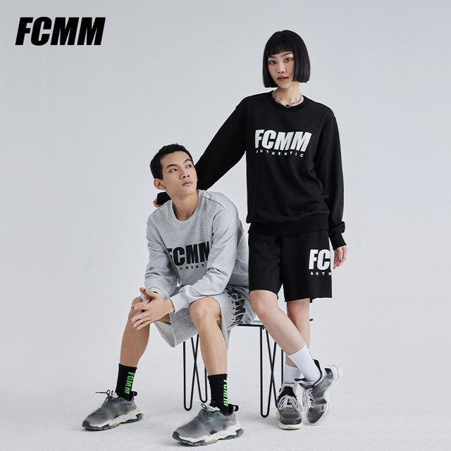 FCMM spring loose round neck sweatshirt men and women printed couple long-sleeved tops trendy
