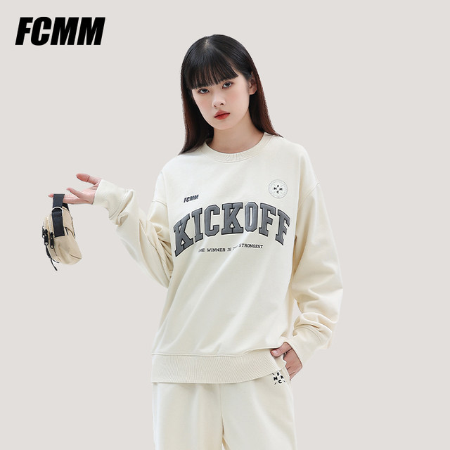FCMM Spring sweater round neck versatile minimalist retro fashion base casual loose couple long ...