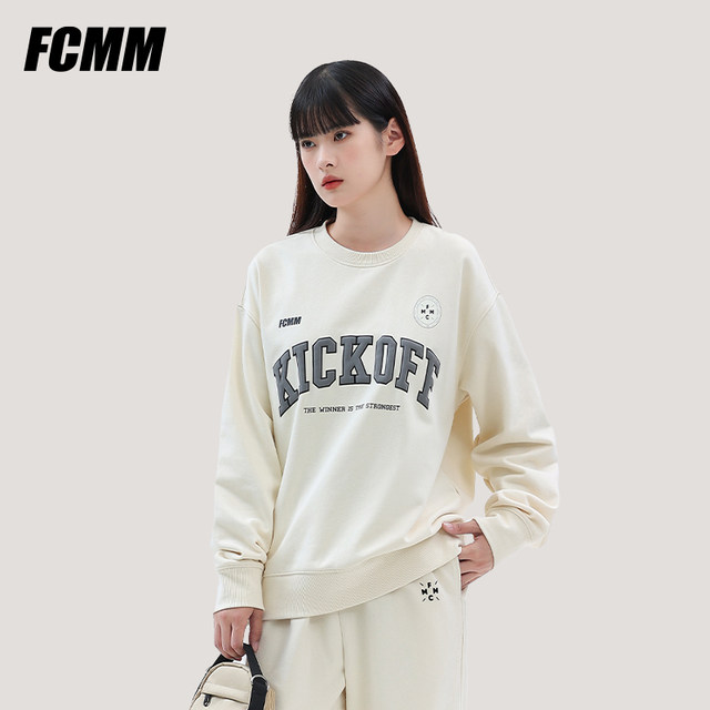 FCMM Spring sweater round neck versatile minimalist retro fashion base casual loose couple long ...